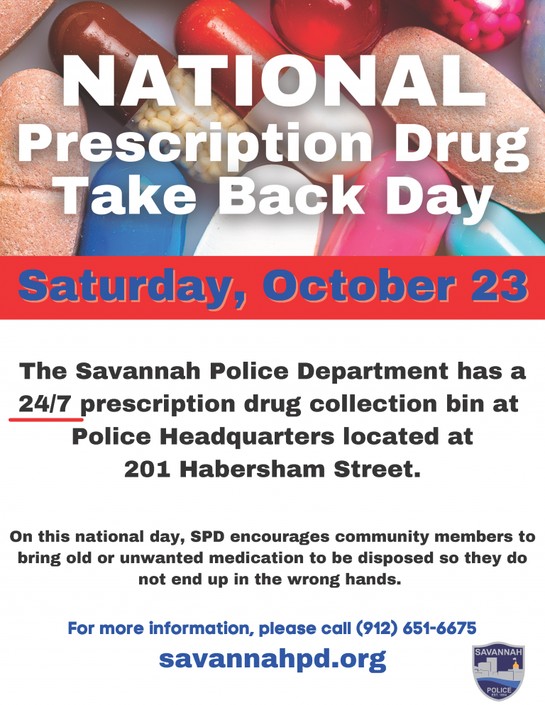 SPD to Participate in National Drug Take Back Day - SAVANNAH POLICE
